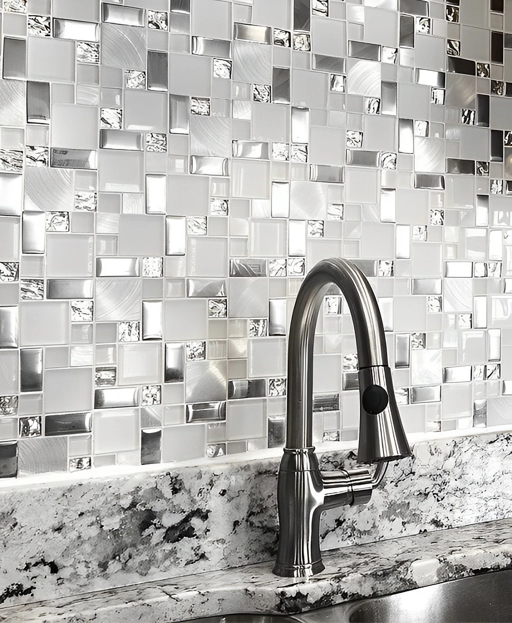 Silver Mosaic For Kitchens and Bathrooms - Hominter.com