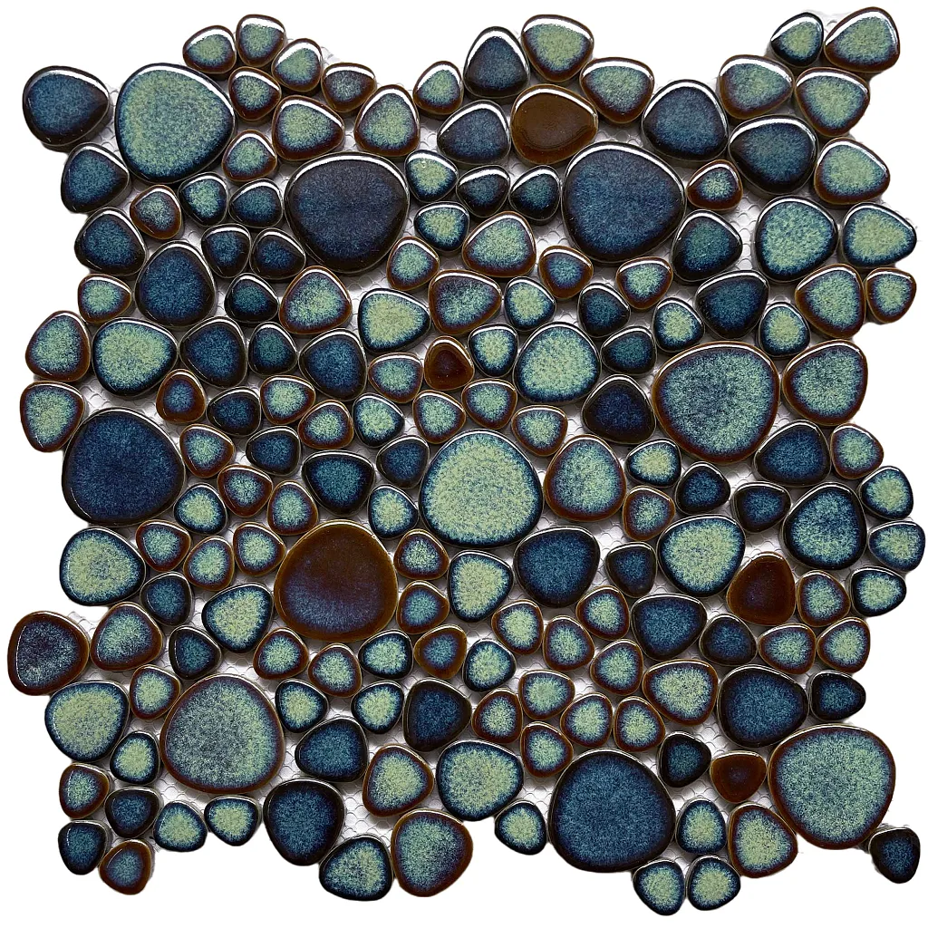 Glazed Porcelain Pebble Tile Heart-Shaped Backsplash and Wall Tiles