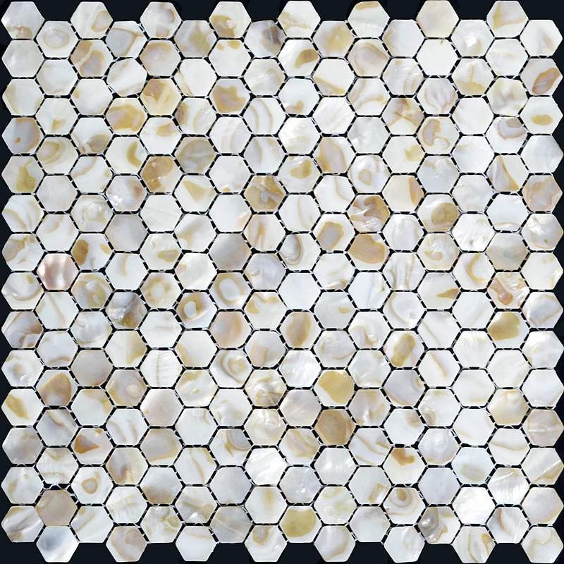 Mother of Pearl Shell Tile Backsplash Hexagon Fresh Water Seashell ...